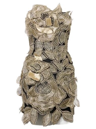 Oscar De La Renta Strapless Floral Appliqué Tulle Minidress - Nude