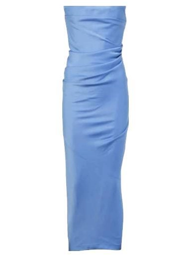 Alex Perry Draped Strapless Midi Dress - Blue