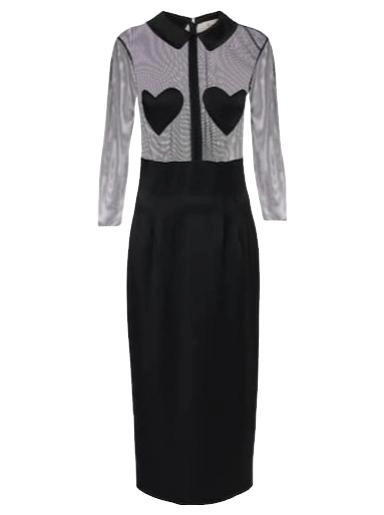 Blumarine Mesh And Satin Midi Dress - Black