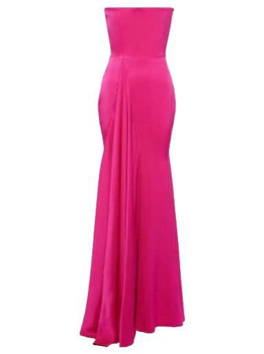Alex Perry Strapless Draped Crêpe Satin Gown - Pink