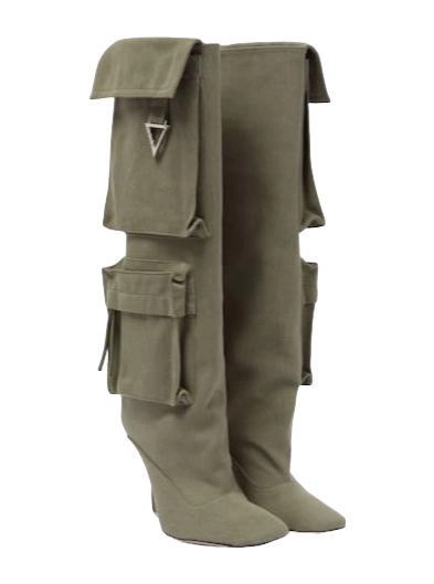 Attico Sienna Canvas Knee-high Boots - Green