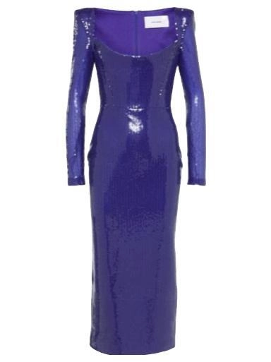 Alex Perry Sequined Long Sleeve Midi Dress - Blue