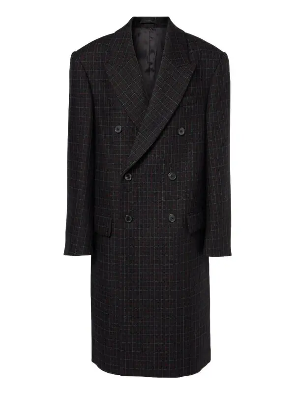 Wardrobe.NYC Plaid Double-breasted Coat - Black