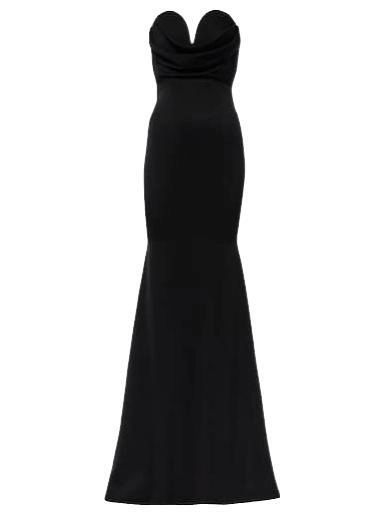 Alex Perry Gathered Strapless Satin Gown - Black