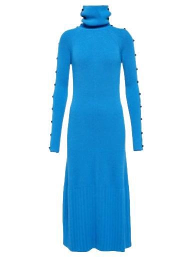Proenza Schouler Ribbed Knit Cotton-blend Sweater Dress - Blue