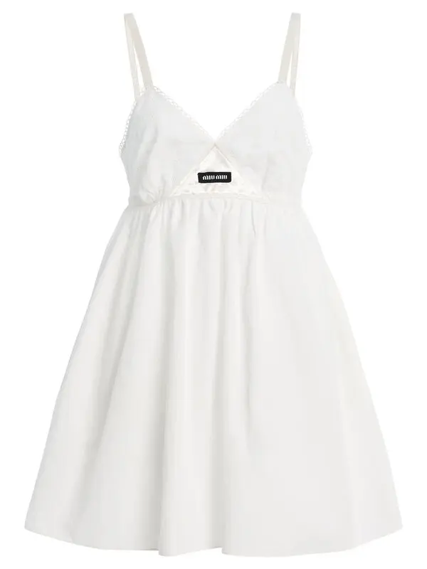 Miu Miu Pop Cotton-blend Mini Dress - White