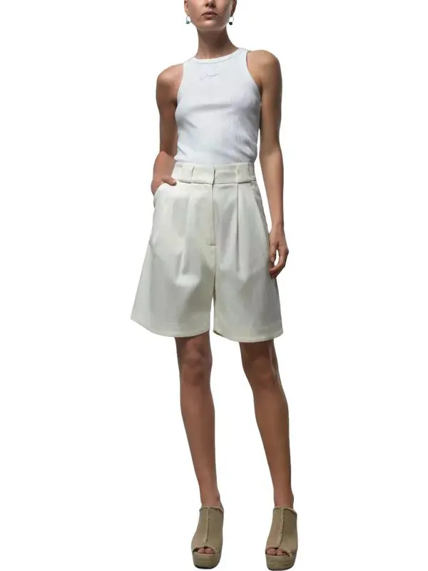 CAYET Ribbed Logo-embroidered Tank Top - White
