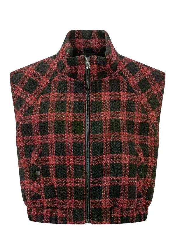 Pinko Check-pattern Zip-up Gilet - Black