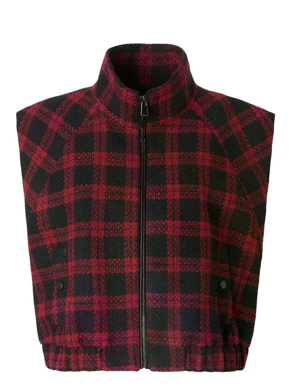 Pinko Check-pattern Zip-up Gilet - Black