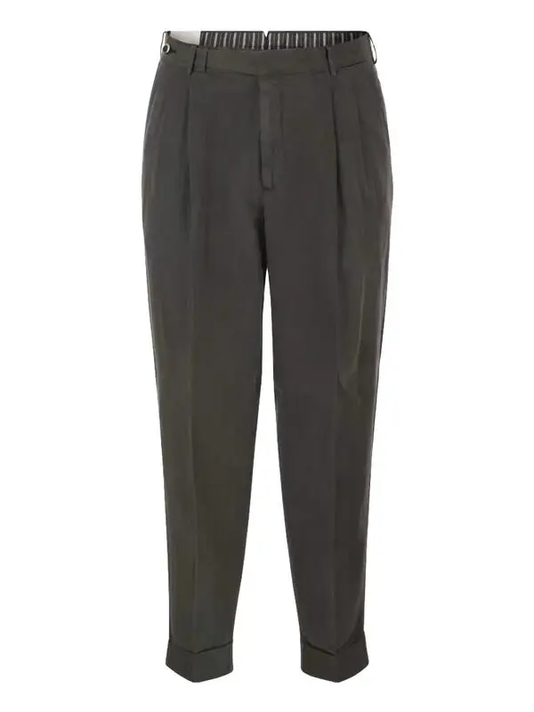PT TORINO Double-pleat Turned-up Trousers - Grey