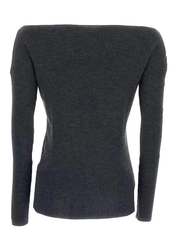P.a.r.o.s.h Off-shoulder Ribbed-knit Sweater - Grey