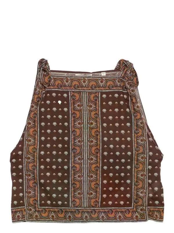 DÔEN Amalia Foulard-print Top - Brown