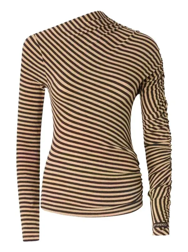 Pinko Striped Ruched Detail Top - Neutrals