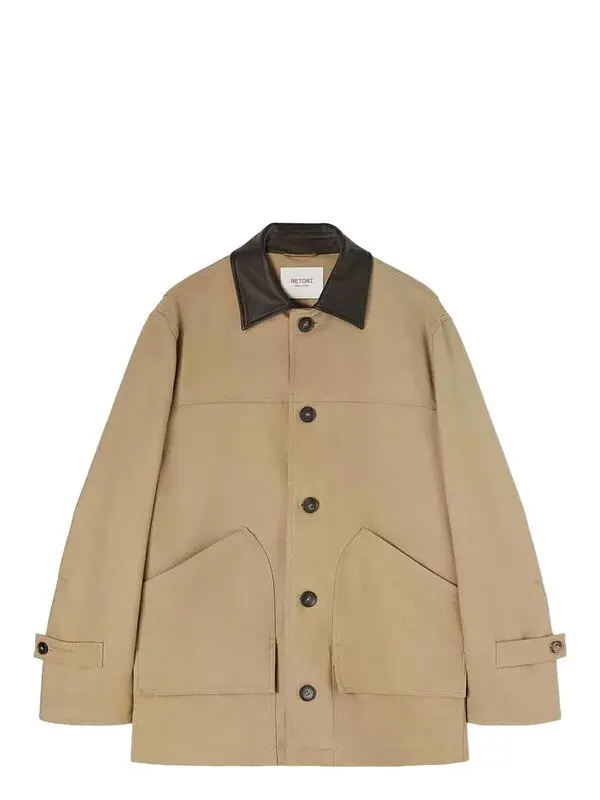 RETORI Retro I Leather Collar Field Jacket - Neutrals