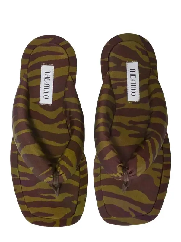 Attico Zebra-print Flip Flops - Brown