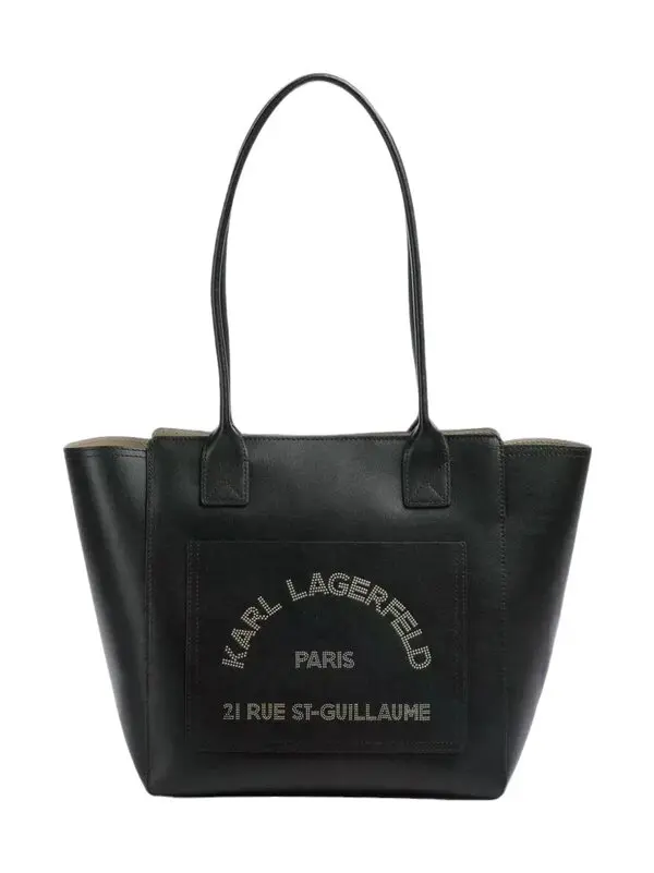 Karl Lagerfeld Stud-embellished Leather Shoulder Bag - Black