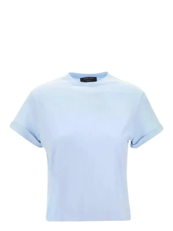 GRAN SASSO Crew Neck T-shirt With Turned-up Cuffs - Blue