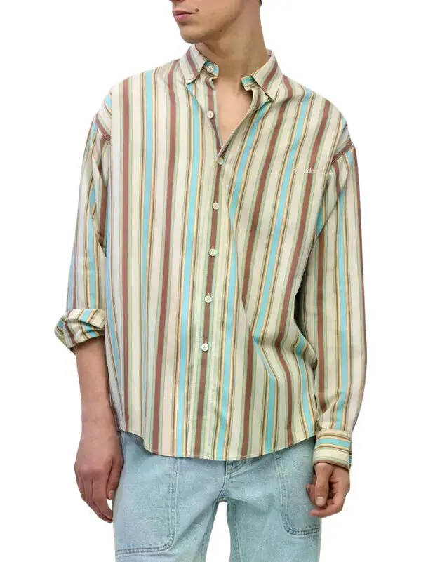 SANDERLAK Striped Button-down Shirt - Blue
