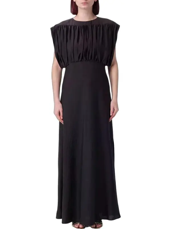TELA Gathered Sleeveless Maxi Dress - Brown