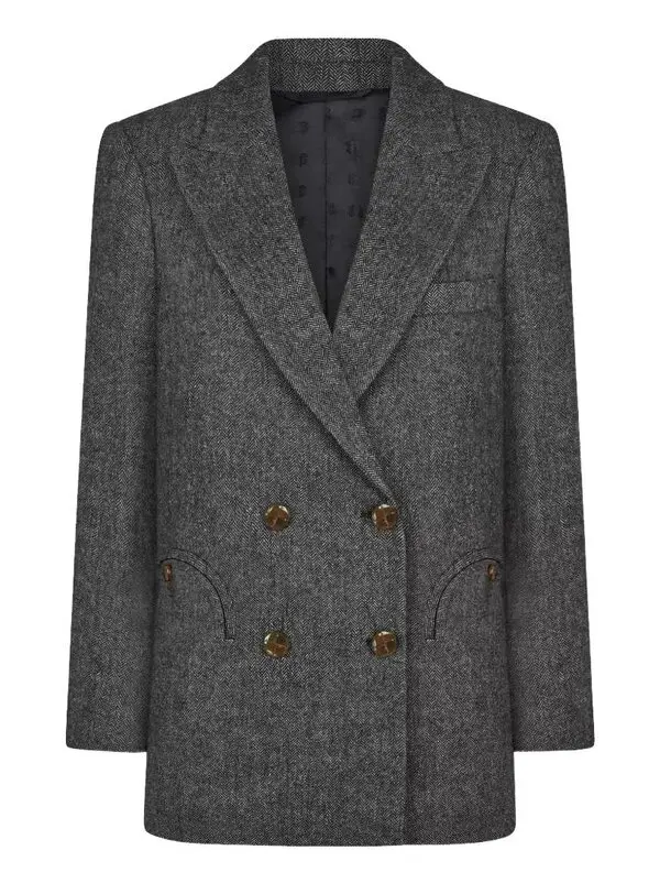 BLAZÉ MILANO Everyday Herringbone Double-breasted Blazer - Black