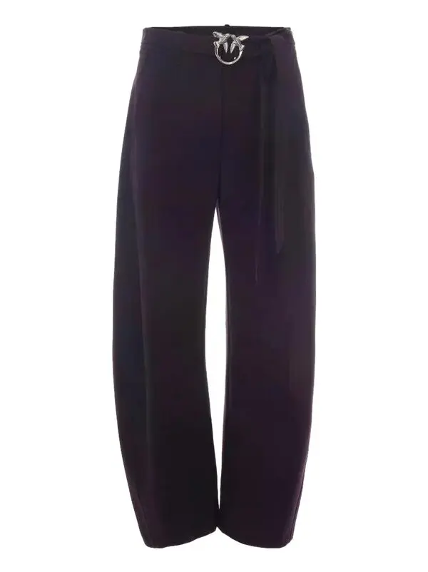 Pinko Dark Burgundy Trousers With Love Birds Buckle Belt - Purple