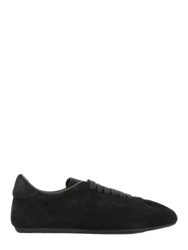 Dolce & Gabbana Logo Plaque Ruched Suede Sneakers - Black