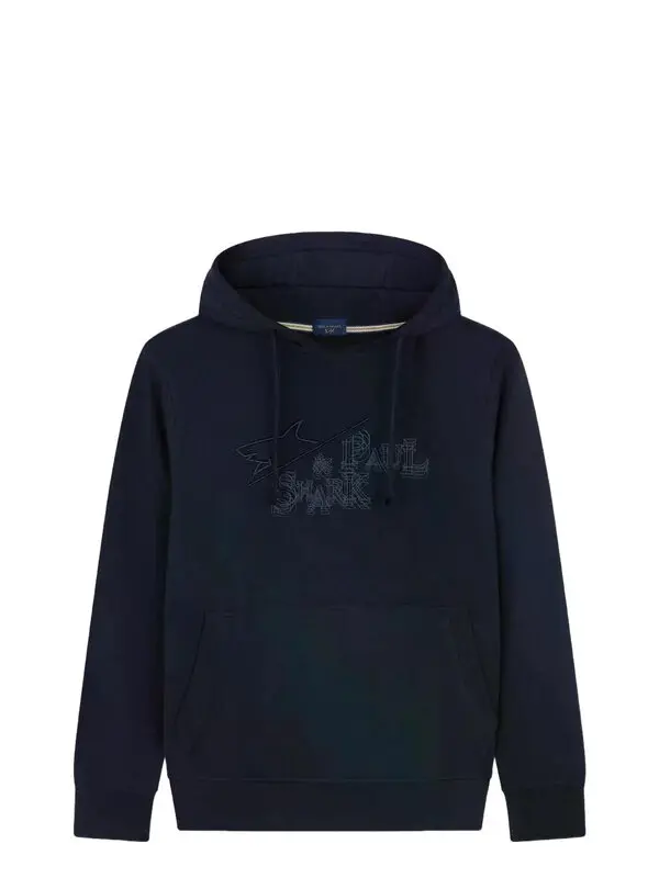 Paul & Shark Logo Embroidered Drawstring Hoodie - Blue