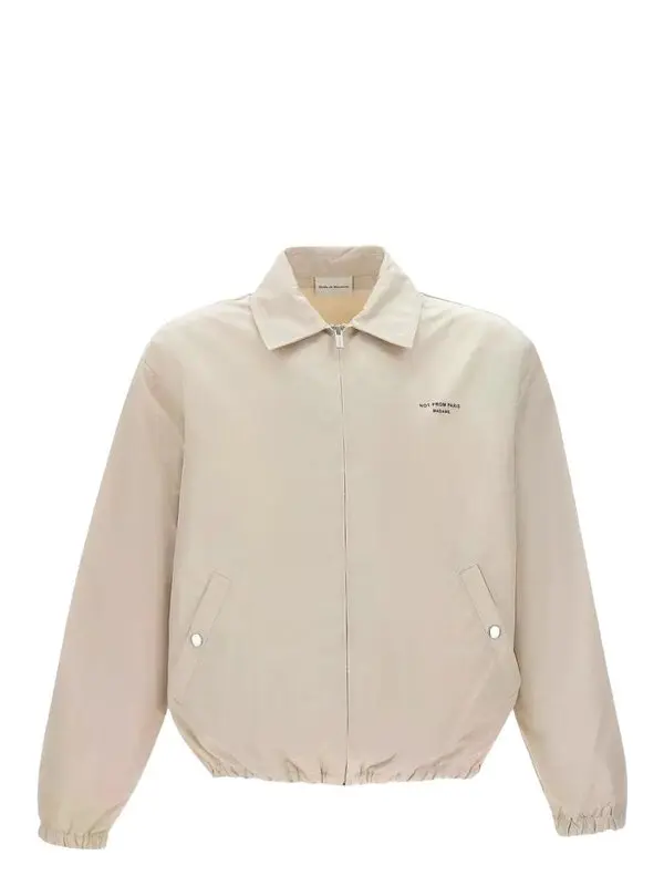 Drole De Monsieur Slogan-print Zip-up Jacket - Neutrals