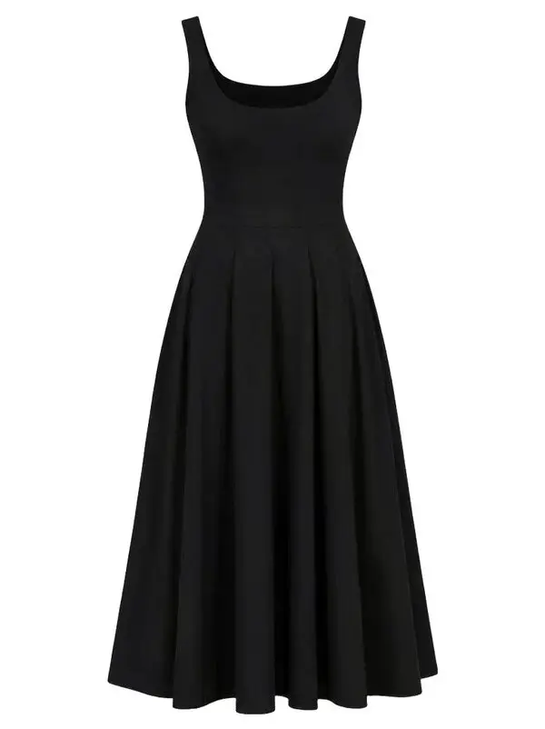 REFORMATION Sleeveless Pleated Midi Dress - Black
