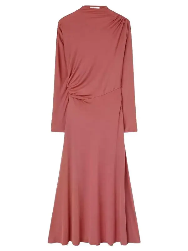 RETORI Retro: Draped Mock-neck Midi Dress - Pink