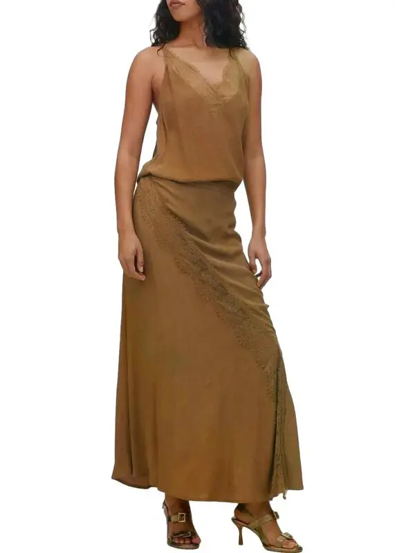 RABENS SALONER Lace-trim Maxi Skirt - Neutrals