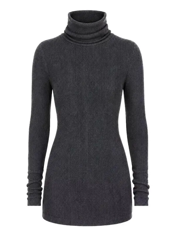 Rick Owens Ls Tube Ribbed-knit Turtleneck Sweater - Grey