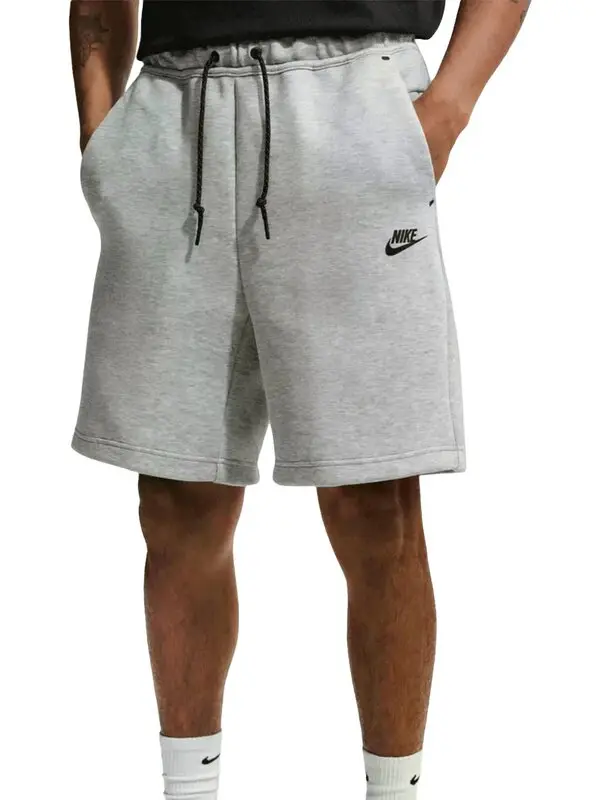 Nike Tech Fleece Logo Print Shorts - Grey
