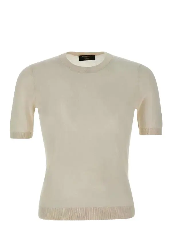 GRAN SASSO Short-sleeve Silk T-shirt - Neutrals