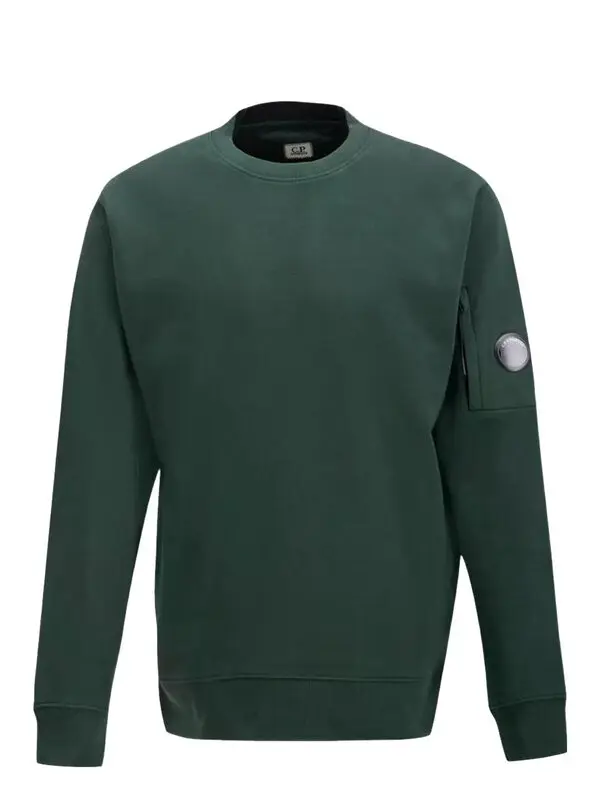 C.P. COMPANY Lens Detail Sleeve Pocket Crew Neck Sweater - Green