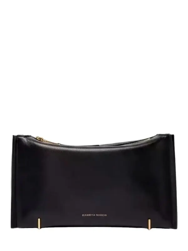 Elisabetta Franchi Logo-stamp Leather Clutch Bag - Black