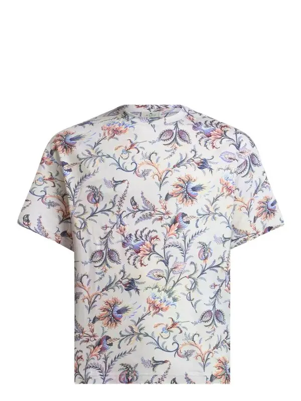Etro Floral-motif Cotton T-shirt - Neutrals
