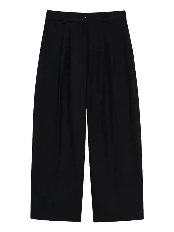 ANINE BING Brice Pleated Cropped Trousers - Black