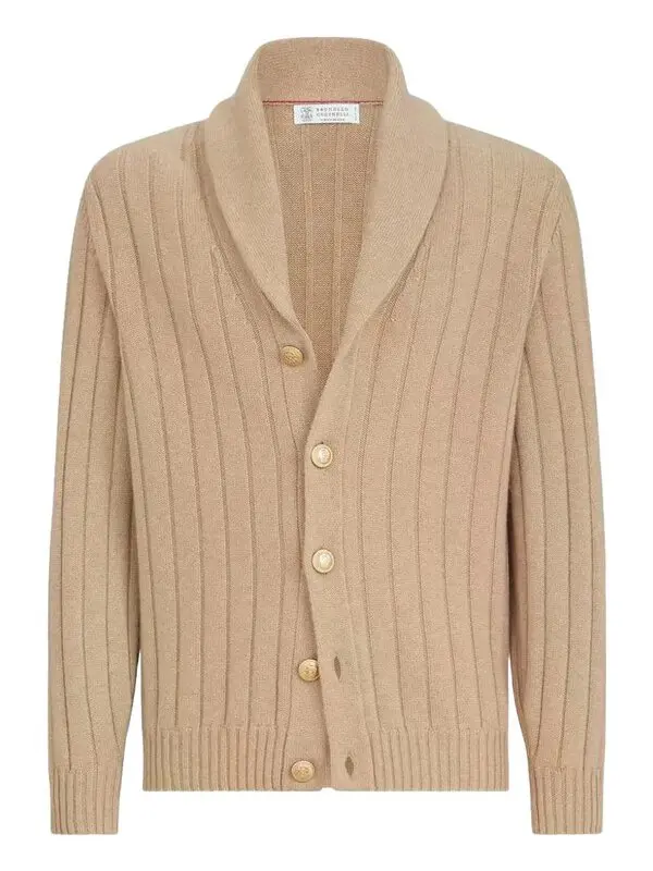 Brunello Cucinelli Cashmere Ribbed Cardigan - Neutrals