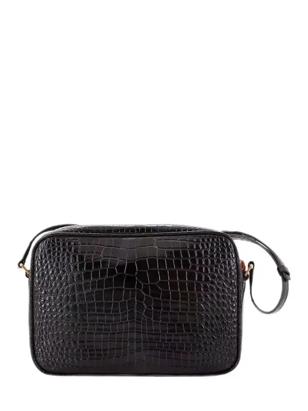 Saint Laurent Crocodile Embossed Leather Camera Bag - Black