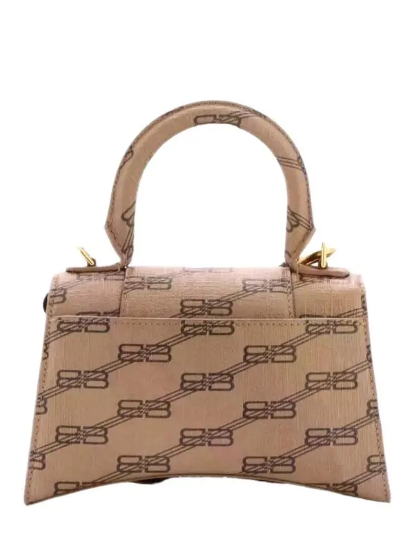 Balenciaga Hourglass Top Handle Bag Bb Coated Canvas Xs Crossbody Bag - Brown