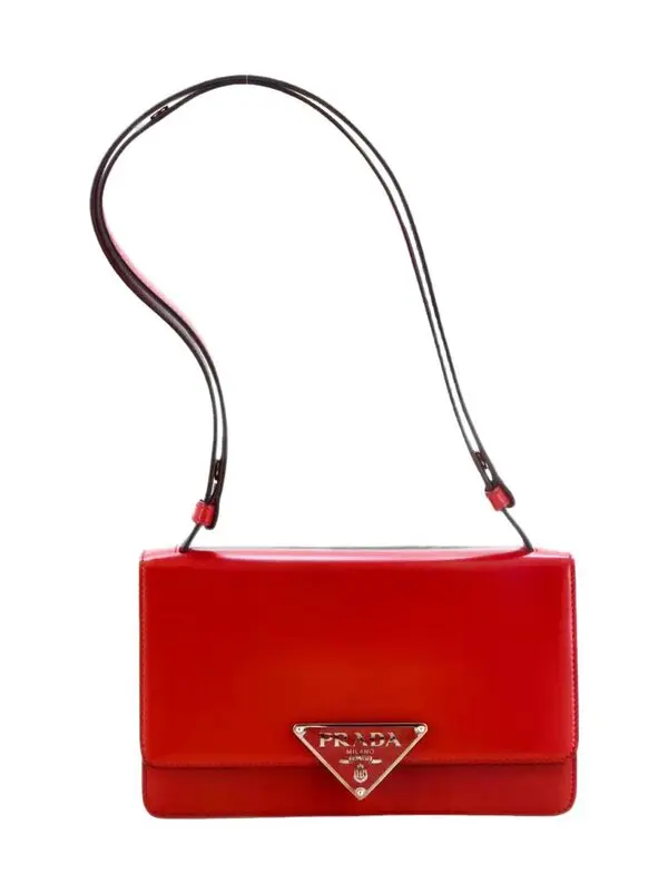 Prada Spazzolato Leather Medium Shoulder Bag - Red