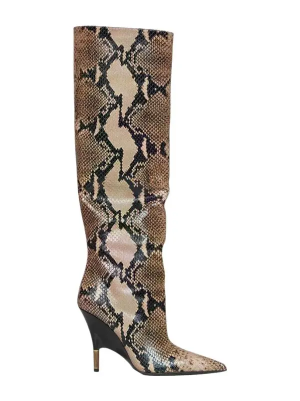 Khaite Empire Python-embossed Boots - Neutrals