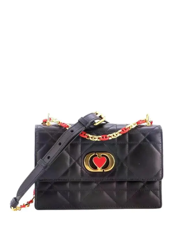 Dior Miss Caro Flap Bag Cannage Quilt Calfskin Mini Crossbody Bag - Black