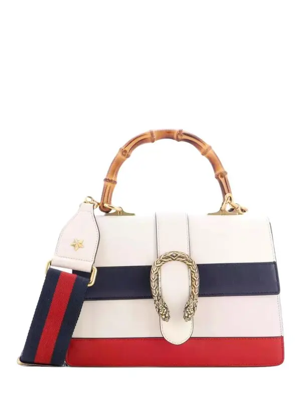 Gucci Dionysus Bamboo Top Handle Bag Colorblock Leather Medium Satchel - Blue