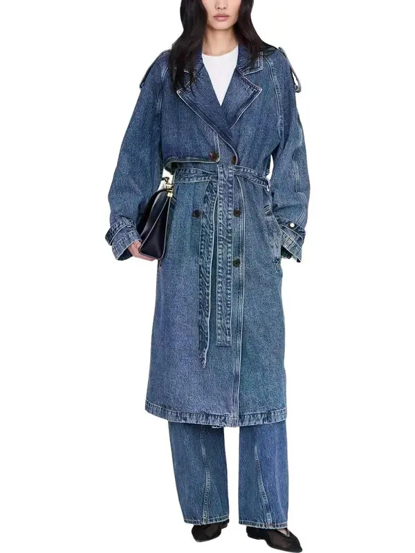 ANINE BING Rickie Maxi Trench Coat - Blue