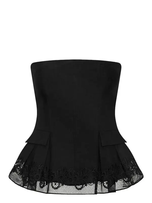 ROTATE BY BIRGER CHRISTENSEN Peplum Bustier Top - Black