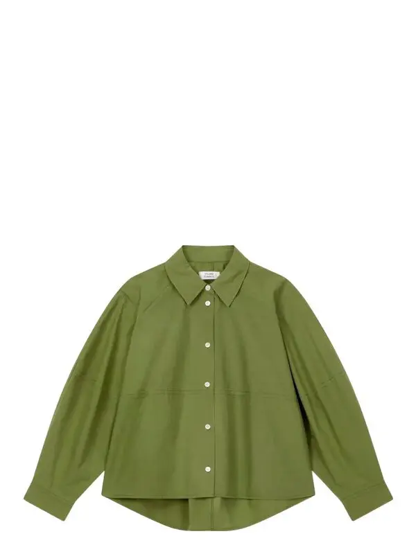 STUDIO TOMBOY Raglan Sleeve Cotton Button-down Shirt - Green