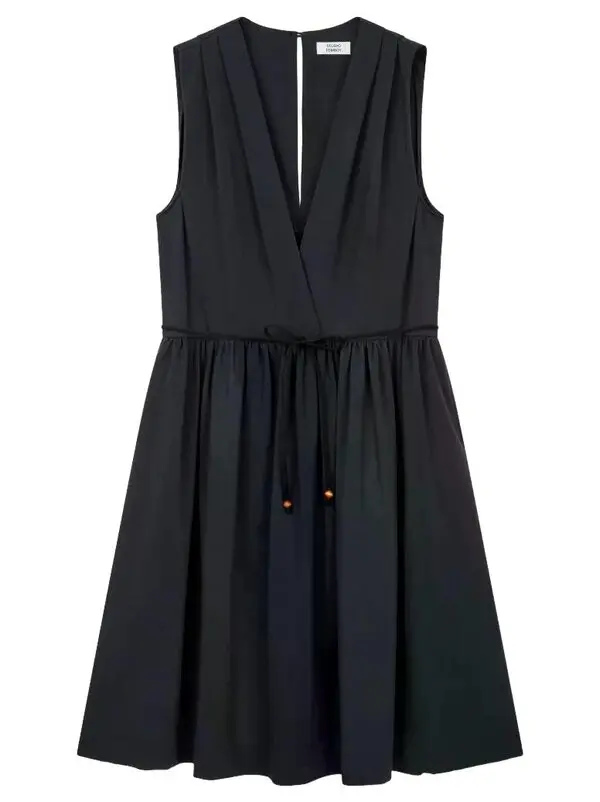 STUDIO TOMBOY V-neck Drawstring Midi Dress - Grey