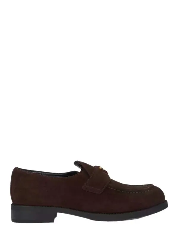 Prada Logo-plaque Suede Loafers - Brown